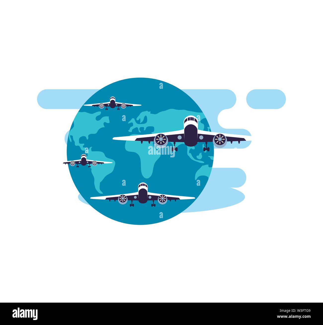 airplane flying with world planet vector illustration design Stock ...