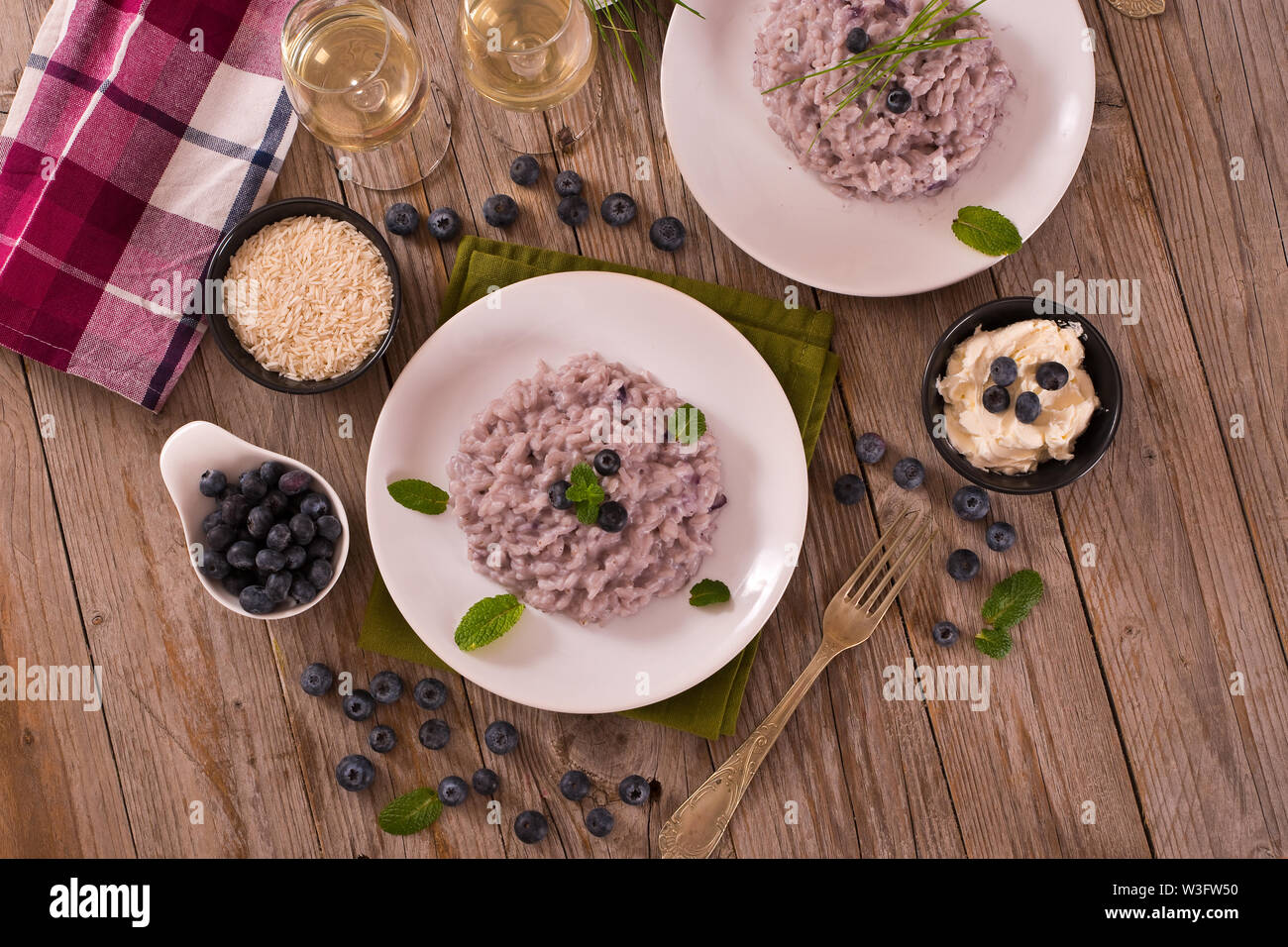 Blueberry risotto with mascarpone Stock Photo - Alamy