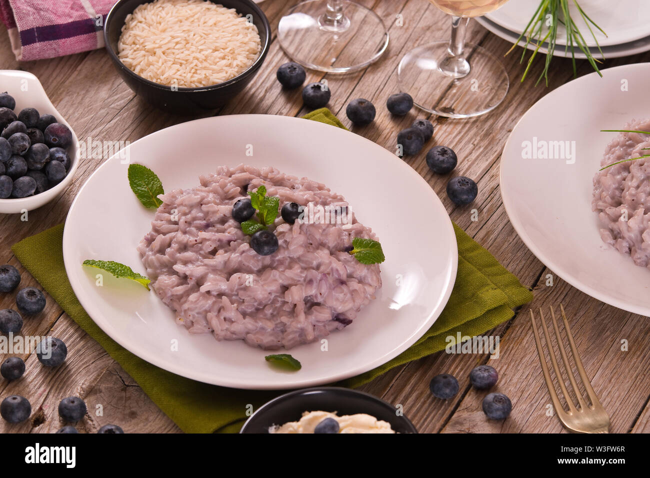 Blueberry risotto with mascarpone Stock Photo - Alamy