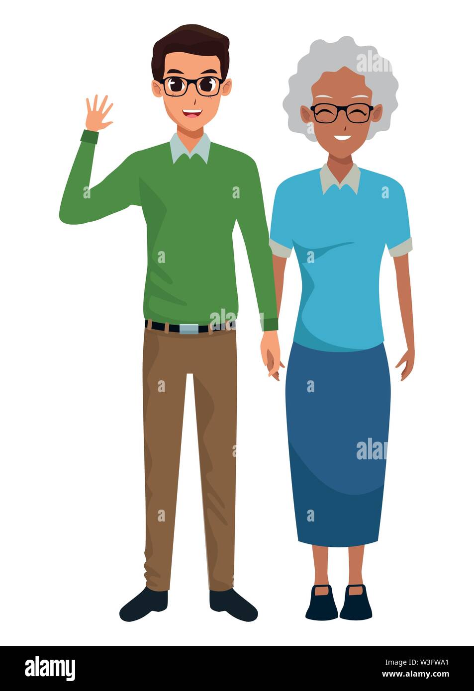 Family grandmother with adult son cartoon Stock Vector Image & Art - Alamy