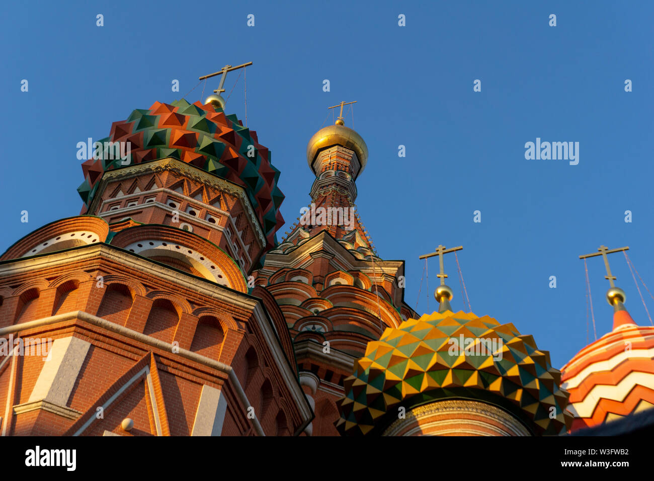 Moscow, Russia, Red Square. View of St. Basil's Cathedral on bright sky ...