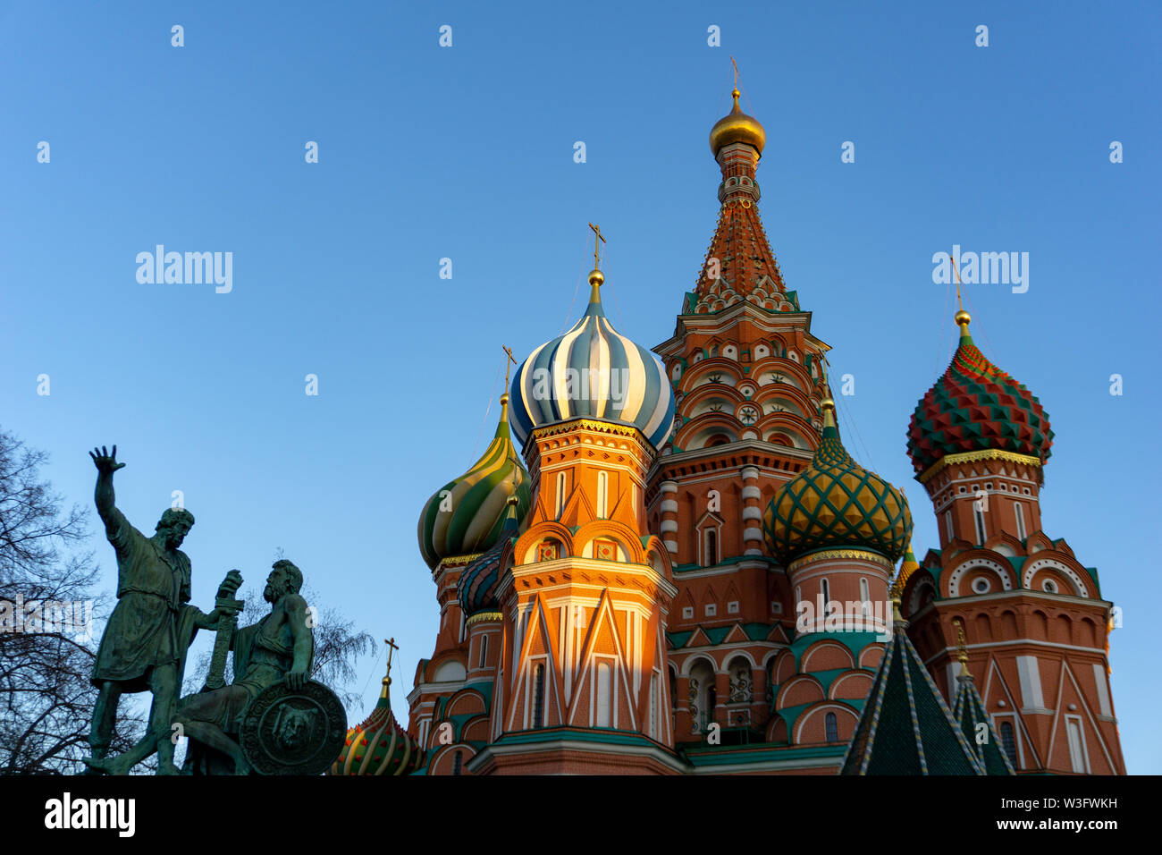 Moscow, Russia, Red Square. View of St. Basil's Cathedral on bright sky ...