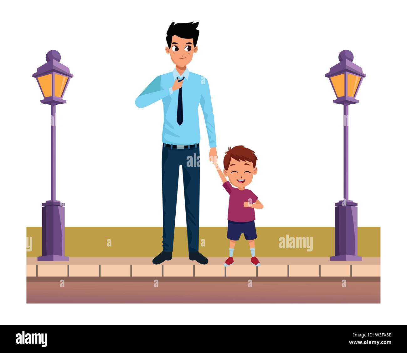 Family Single father with little kid cartoon Stock Vector Image & Art ...