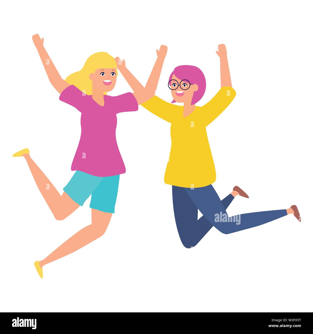 celebrating women happy jumping characters Stock Vector Image & Art - Alamy