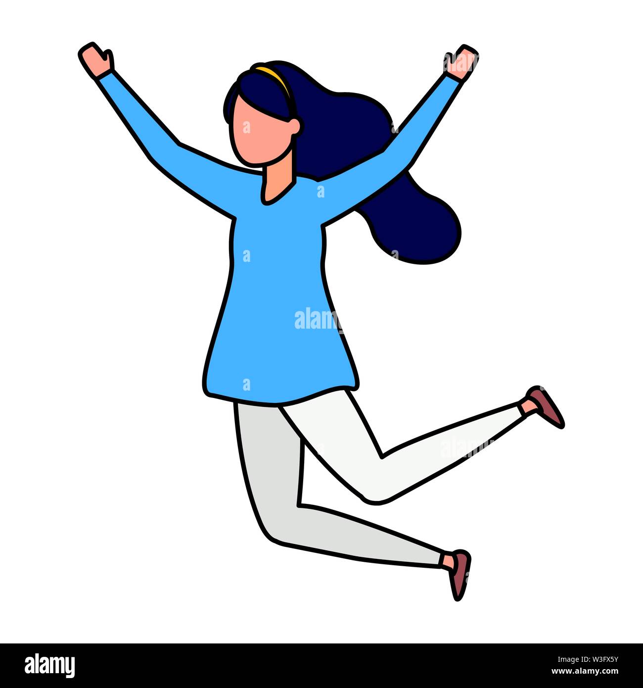 celebrating woman with arms up Stock Vector Image & Art - Alamy