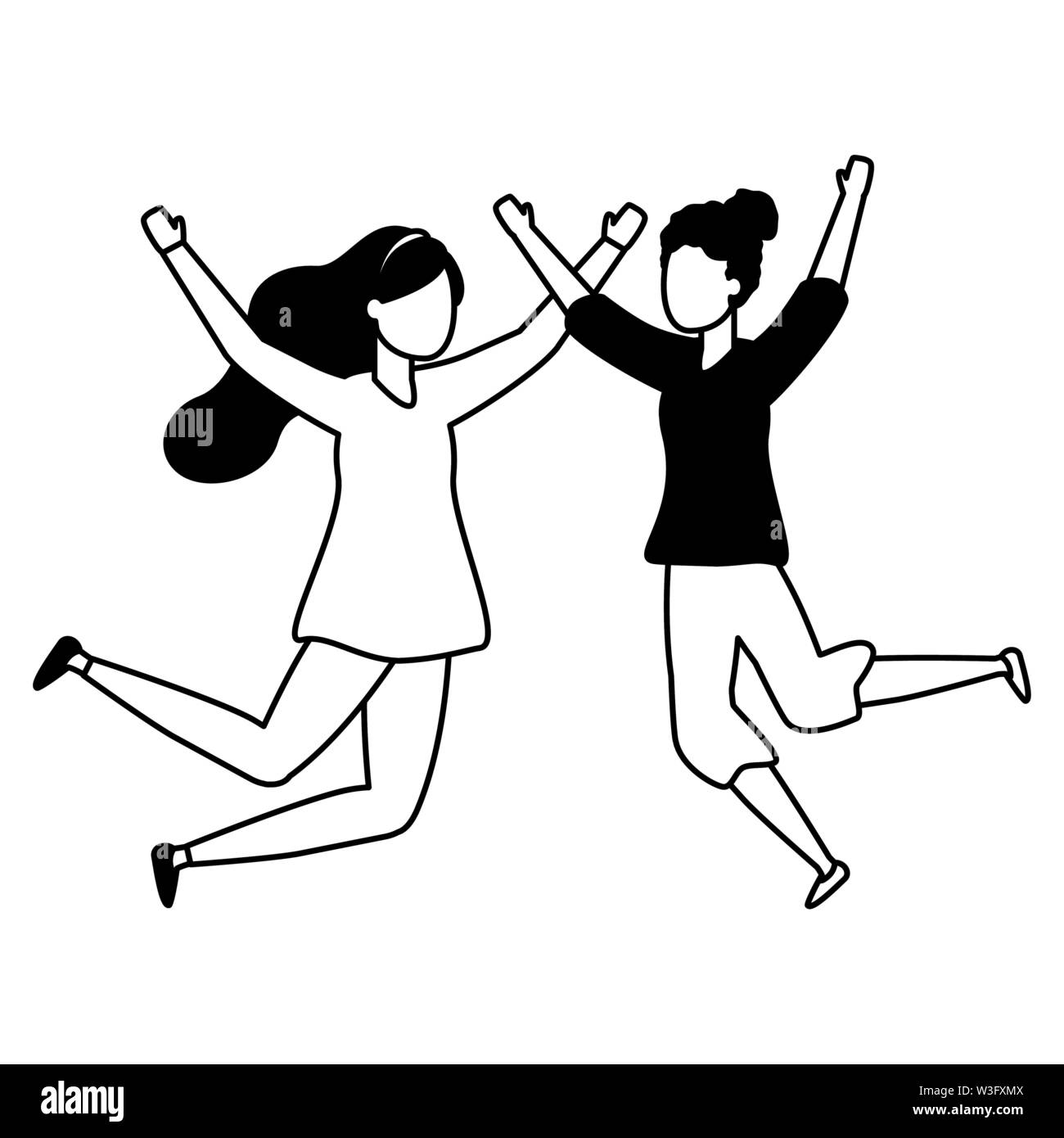 celebrating women happy jumping characters Stock Vector Image & Art - Alamy
