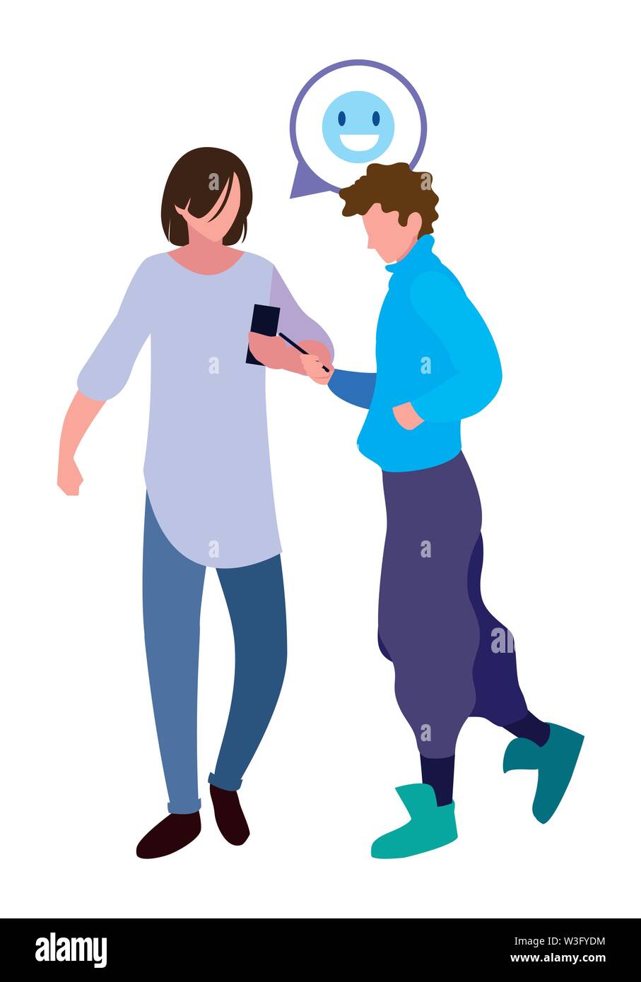 two men using smartphone social media vector illustration Stock Vector ...