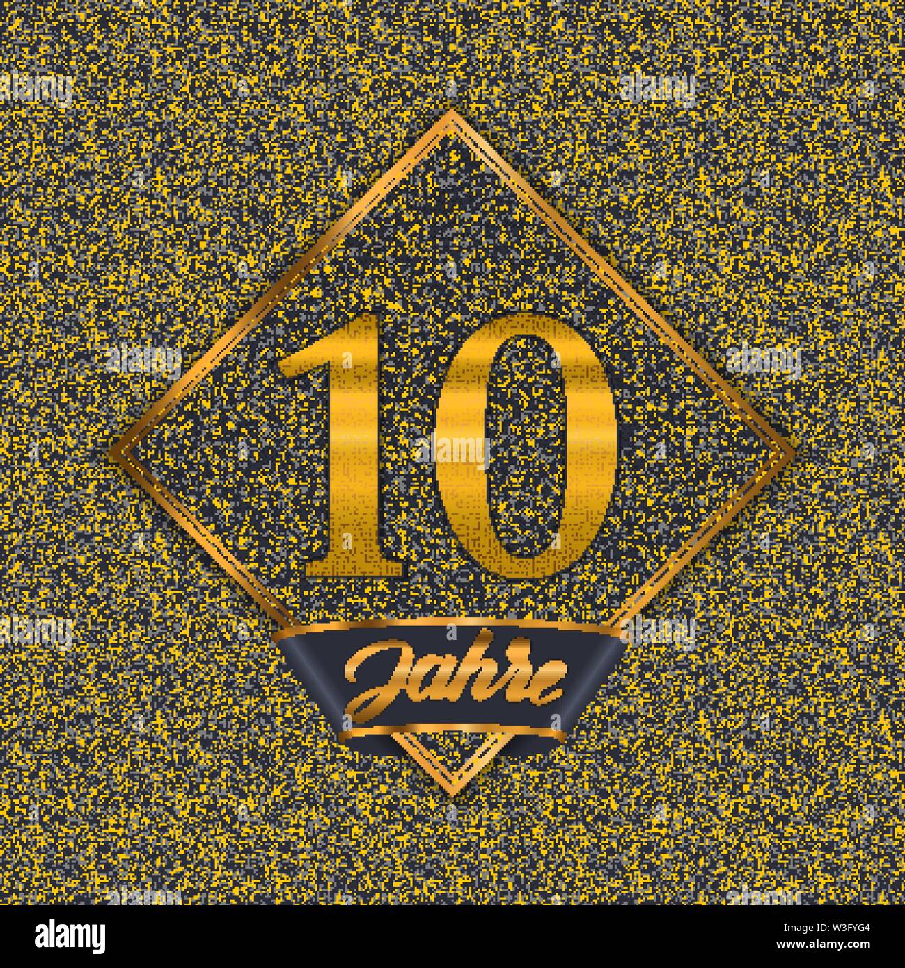 German golden number ten years (10 years) celebration design ...