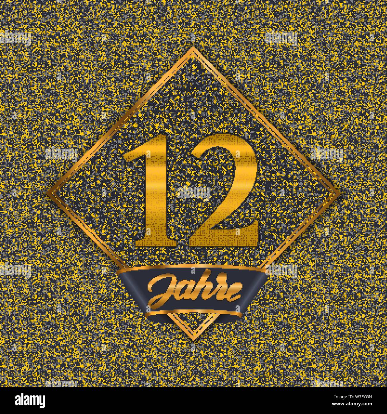German golden number twelve years (12 years) celebration design ...
