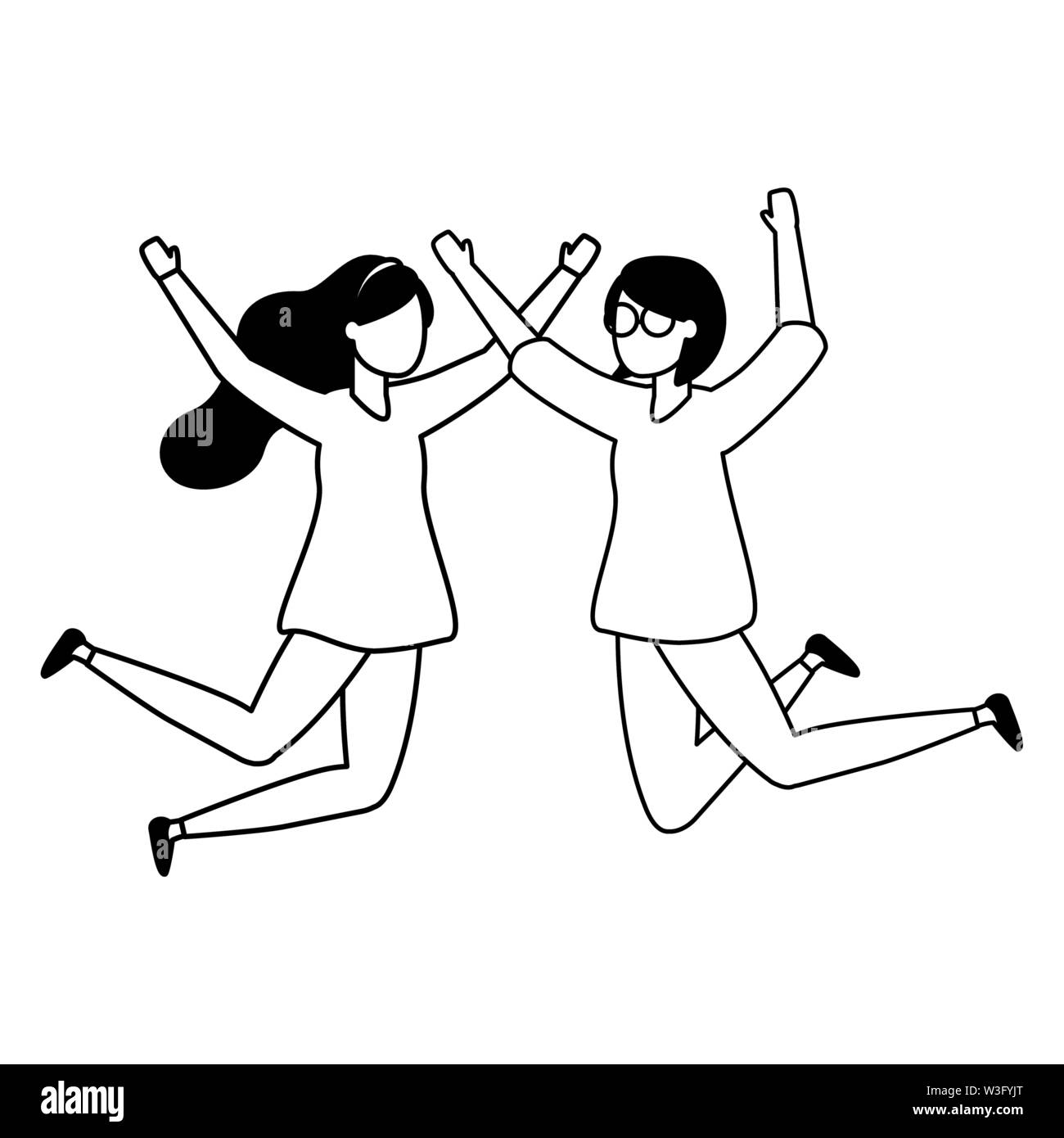 celebrating women happy jumping characters Stock Vector Image & Art - Alamy