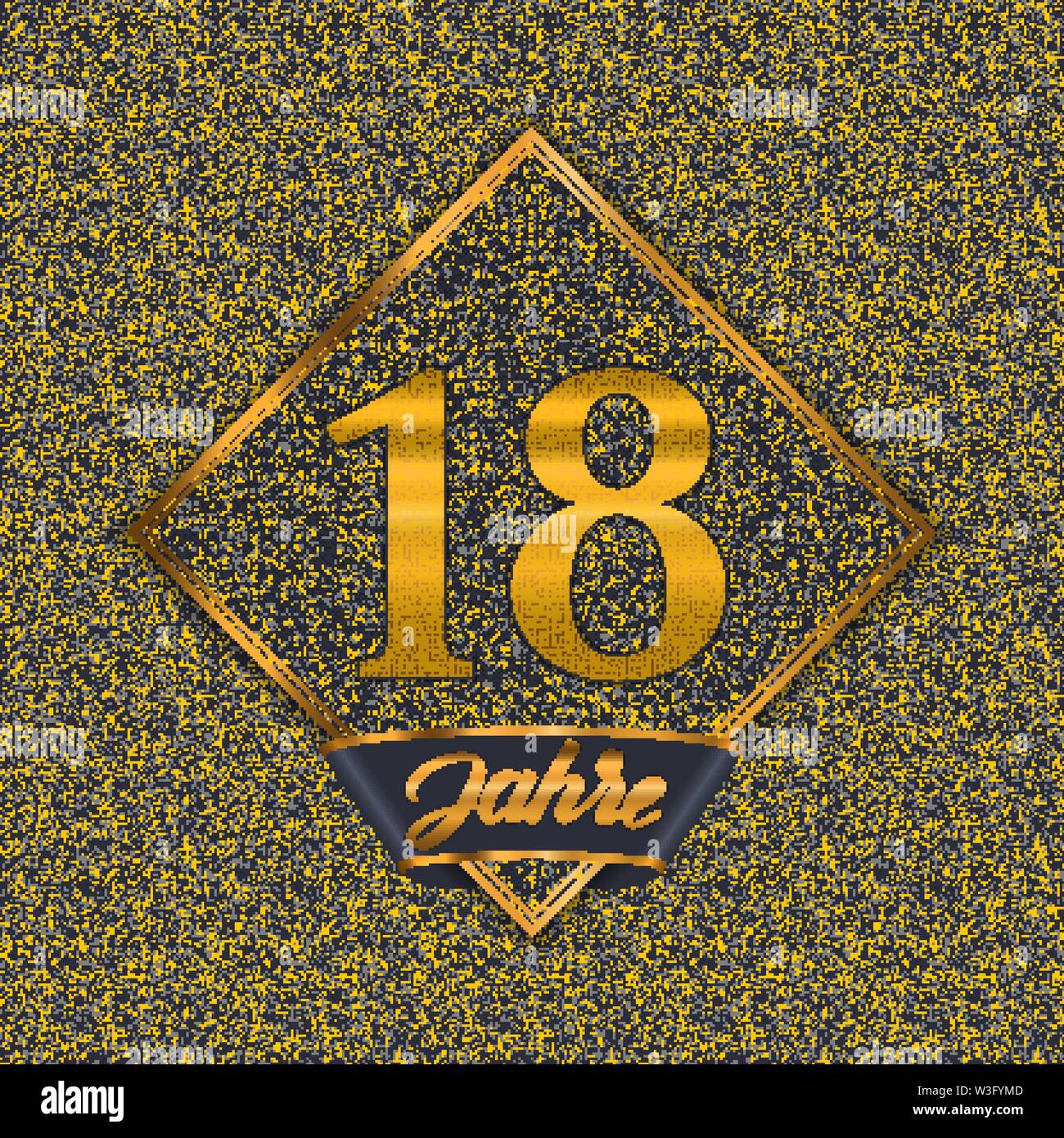 German golden number eighteen years (18 years) celebration design ...