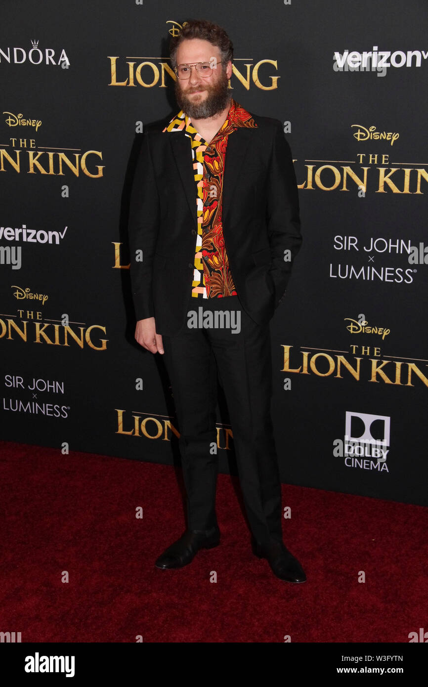 Seth Rogen at World Premiere of Disney's "The Lion King". Held at the ...