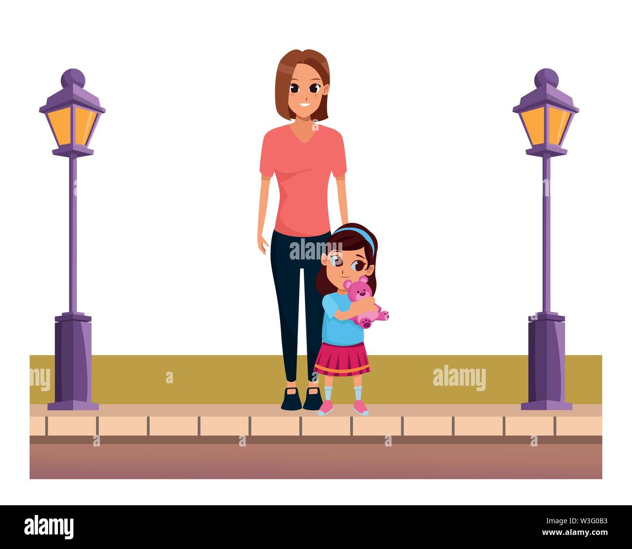 Single mother with children cartoon Stock Vector Image & Art - Alamy