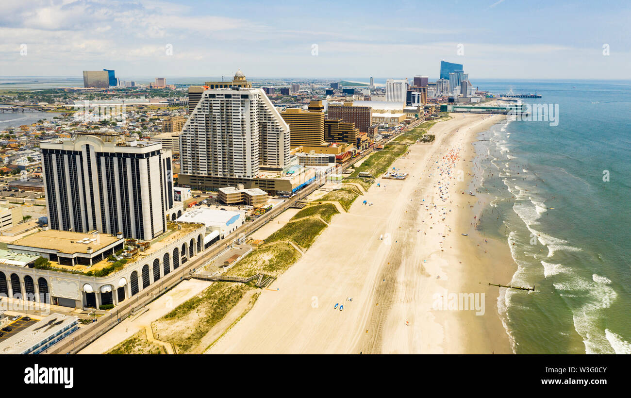 The boardwalk at Atlanic City can be seen here extending all up the ...