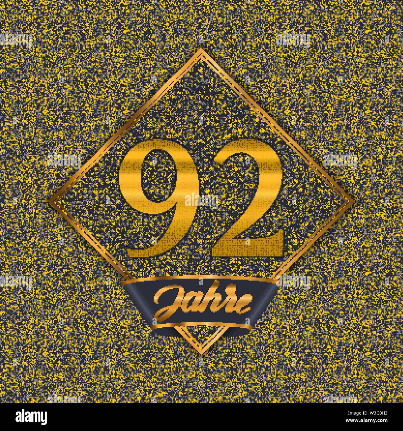 German golden number ninety-two years (92 years) celebration design ...