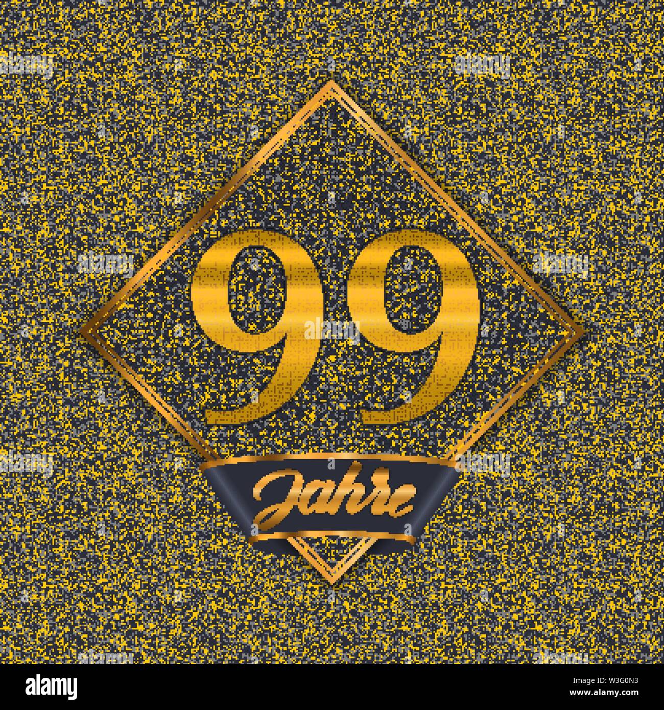 German golden number ninety-nine years (99 years) celebration design. Anniversary golden number ...