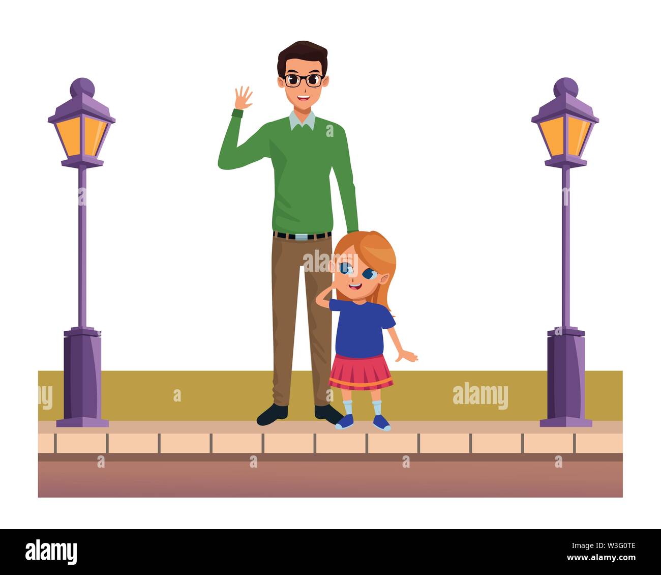 Family Single father with little kid cartoon Stock Vector Image & Art ...