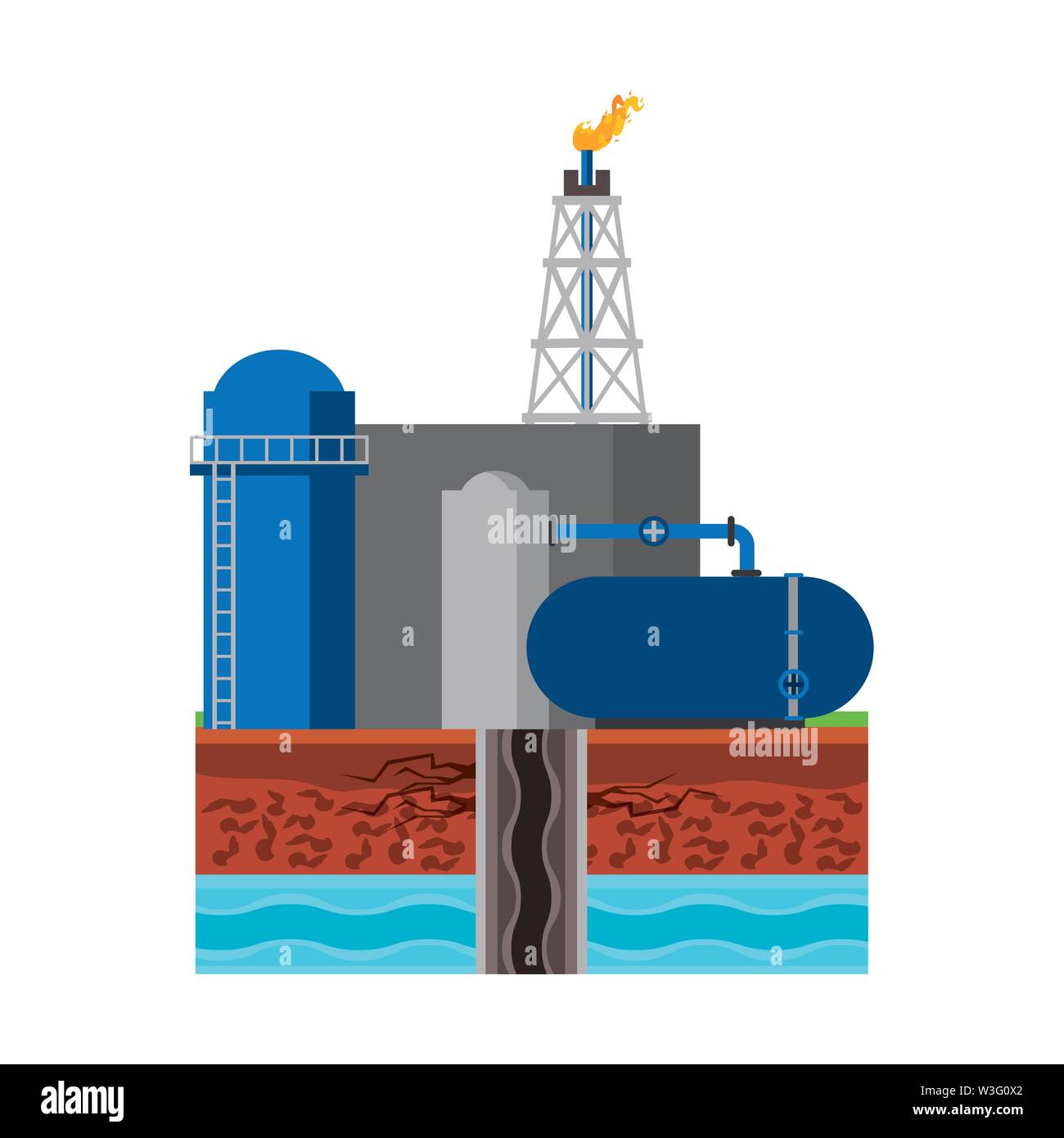 oil refinery gas factory cartoon Stock Vector Image & Art - Alamy