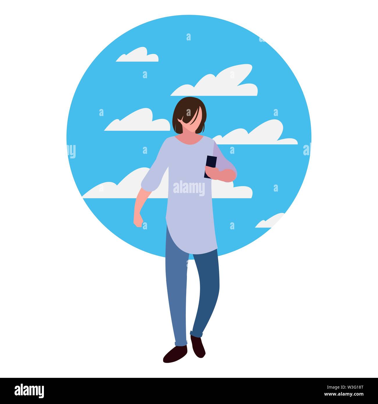 young man using smartphone social media vector illustration Stock ...