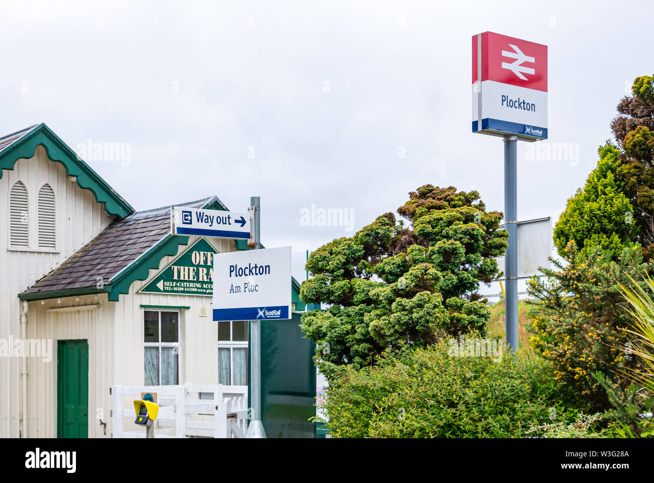 ScotRail Plockton train station with name sign, Highlands, Scotland, UK ...