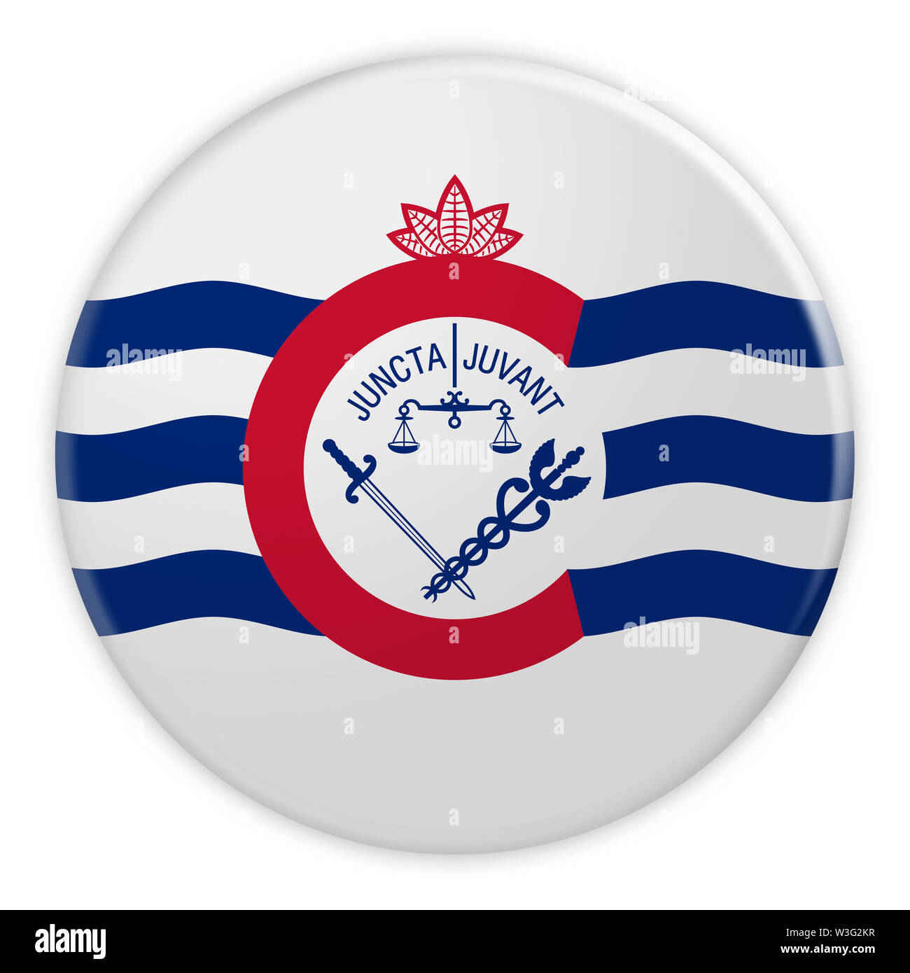US City Button: Cincinnati Flag Badge, 3d illustration on white ...