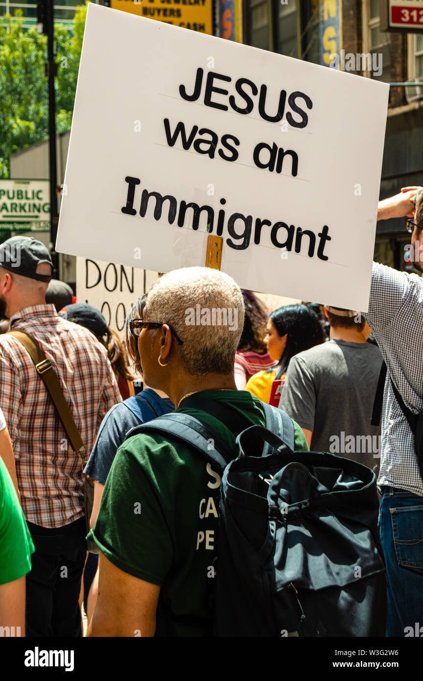Downtown, Chicago-July 13, 2019: Protest against ICE and Customs and ...