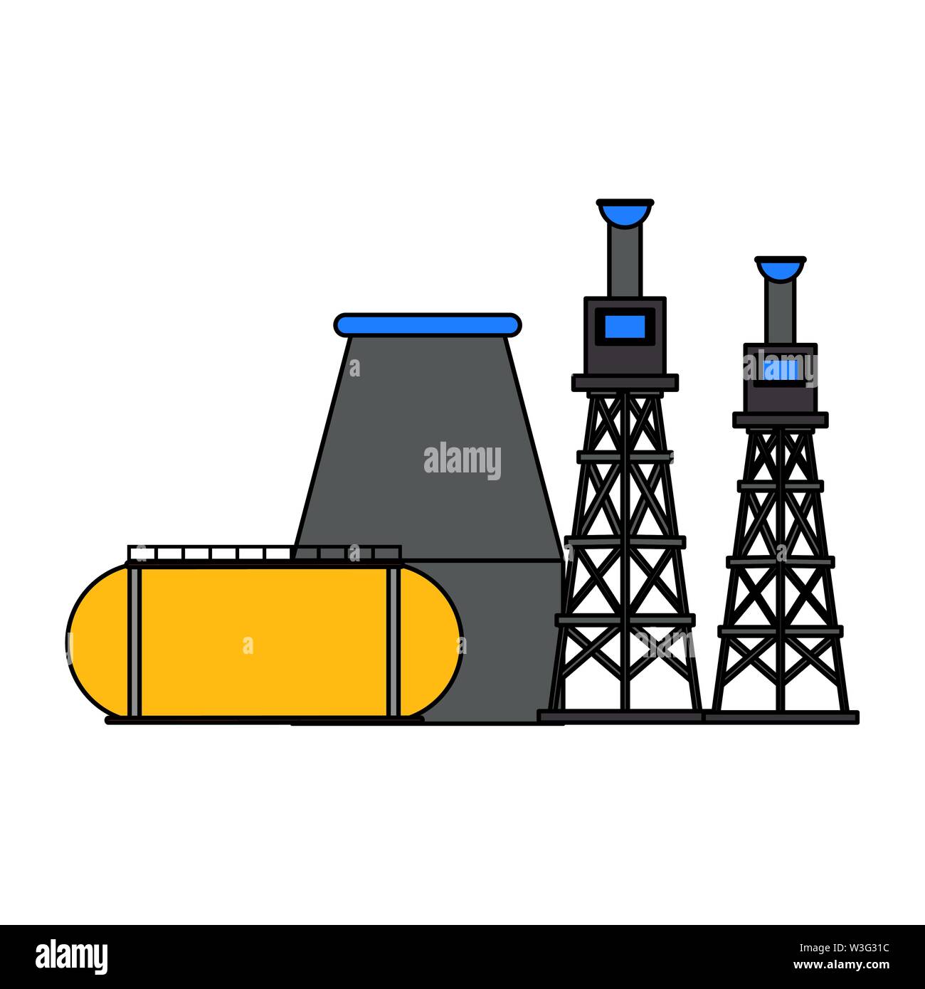 oil refinery gas factory cartoon Stock Vector Image & Art - Alamy