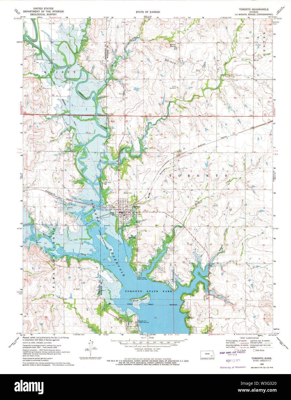 USGS TOPO Map Kansas KS Toronto 512647 1969 24000 Restoration Stock ...