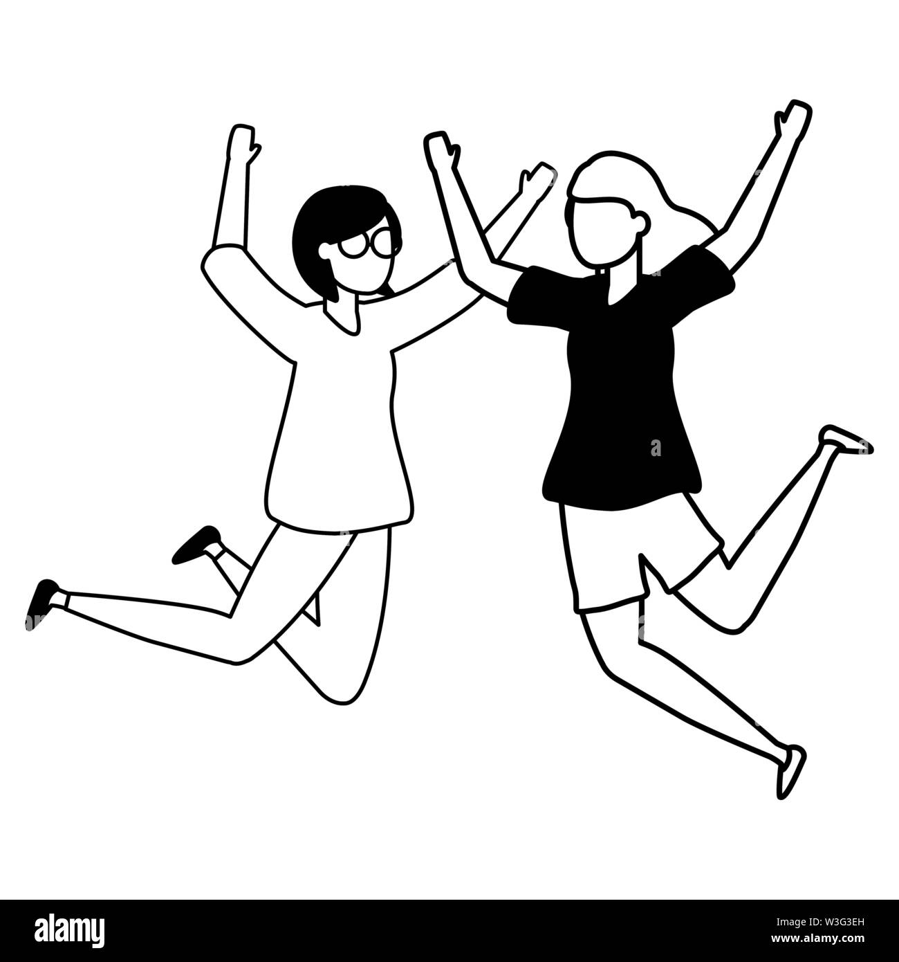 celebrating women happy jumping characters Stock Vector Image & Art - Alamy