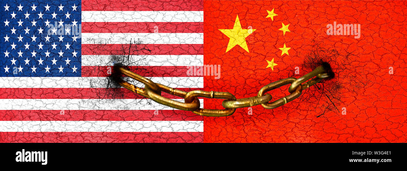Graphic style usa versus china commercial war concept illustration ...