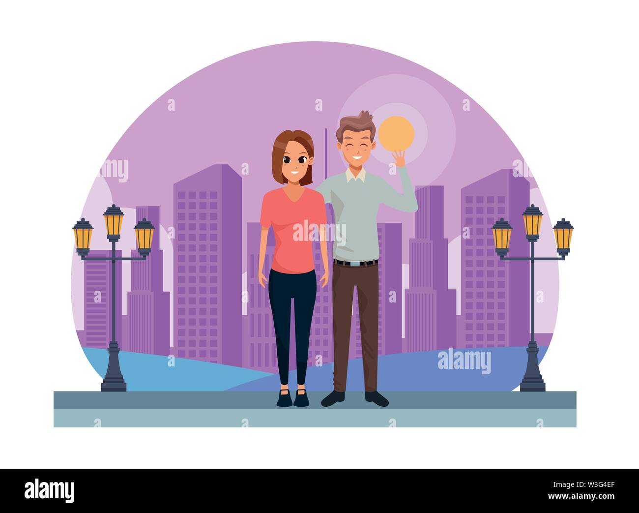 Young Adult Couple Greeting Cartoon Stock Vector Image And Art Alamy