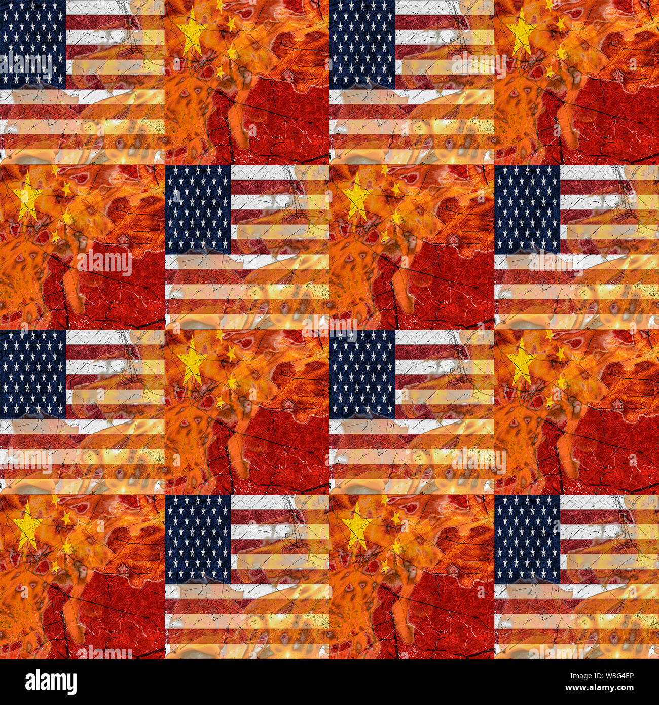 Grunge style usa versus china commercial war graphic pattern concept ...