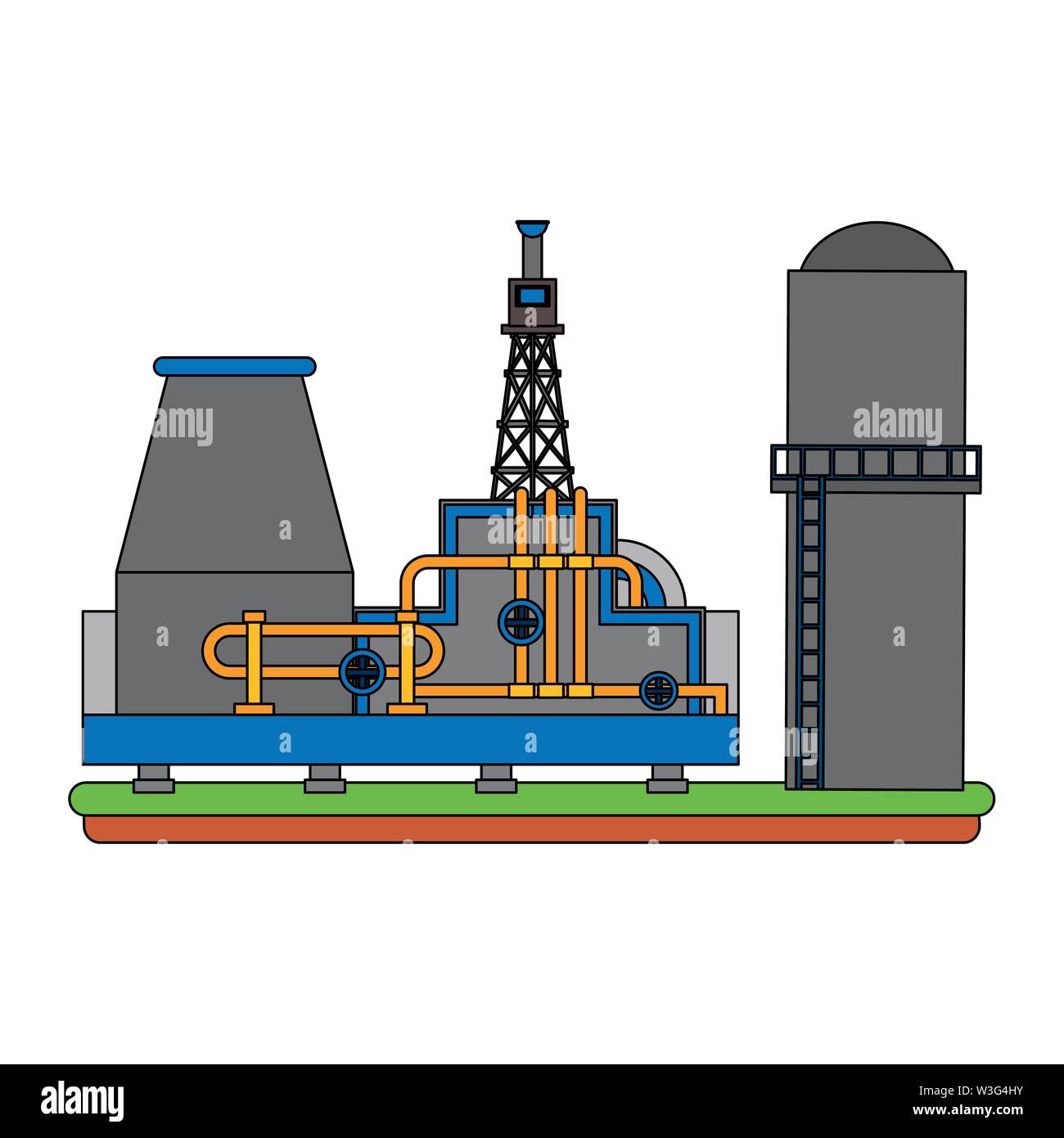 oil refinery gas factory cartoon Stock Vector Image & Art - Alamy