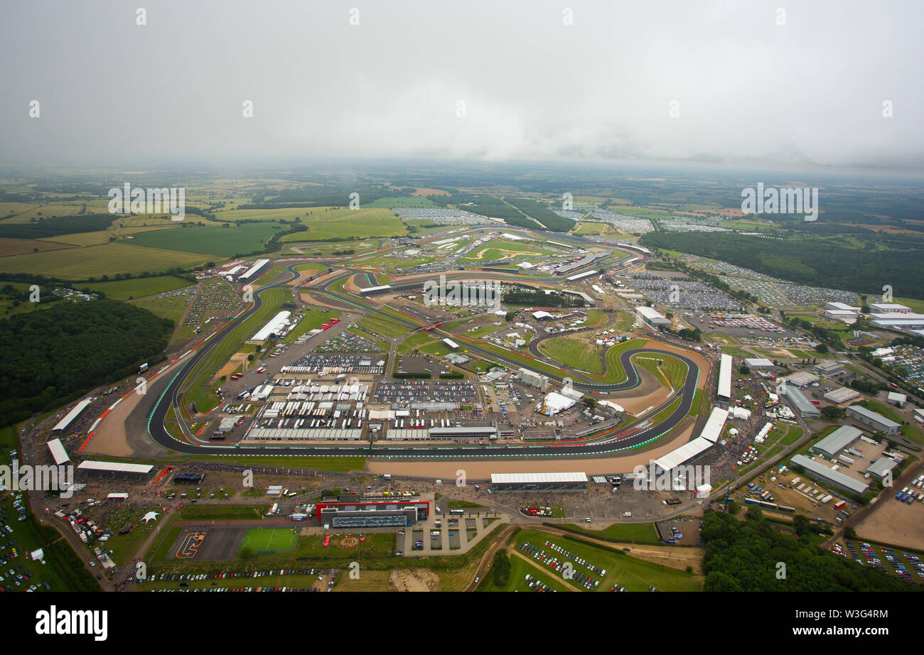 An aerial view of Silverstone Circuit on F1 race day 2019 from a ...