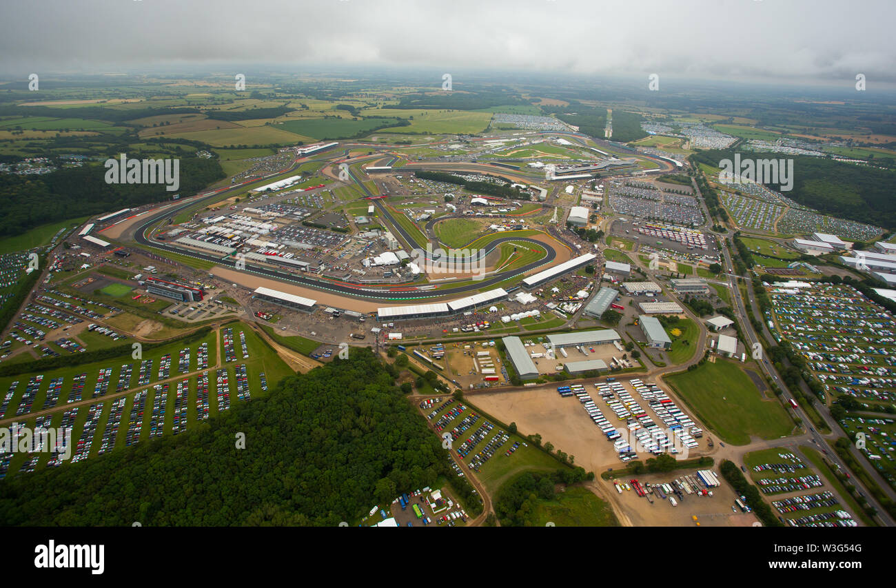 An aerial view of Silverstone Circuit on F1 race day 2019 from a ...