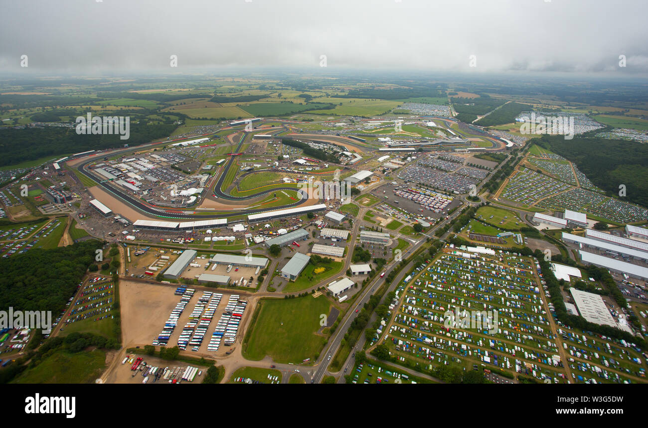 An aerial view of Silverstone Circuit on F1 race day 2019 from a ...