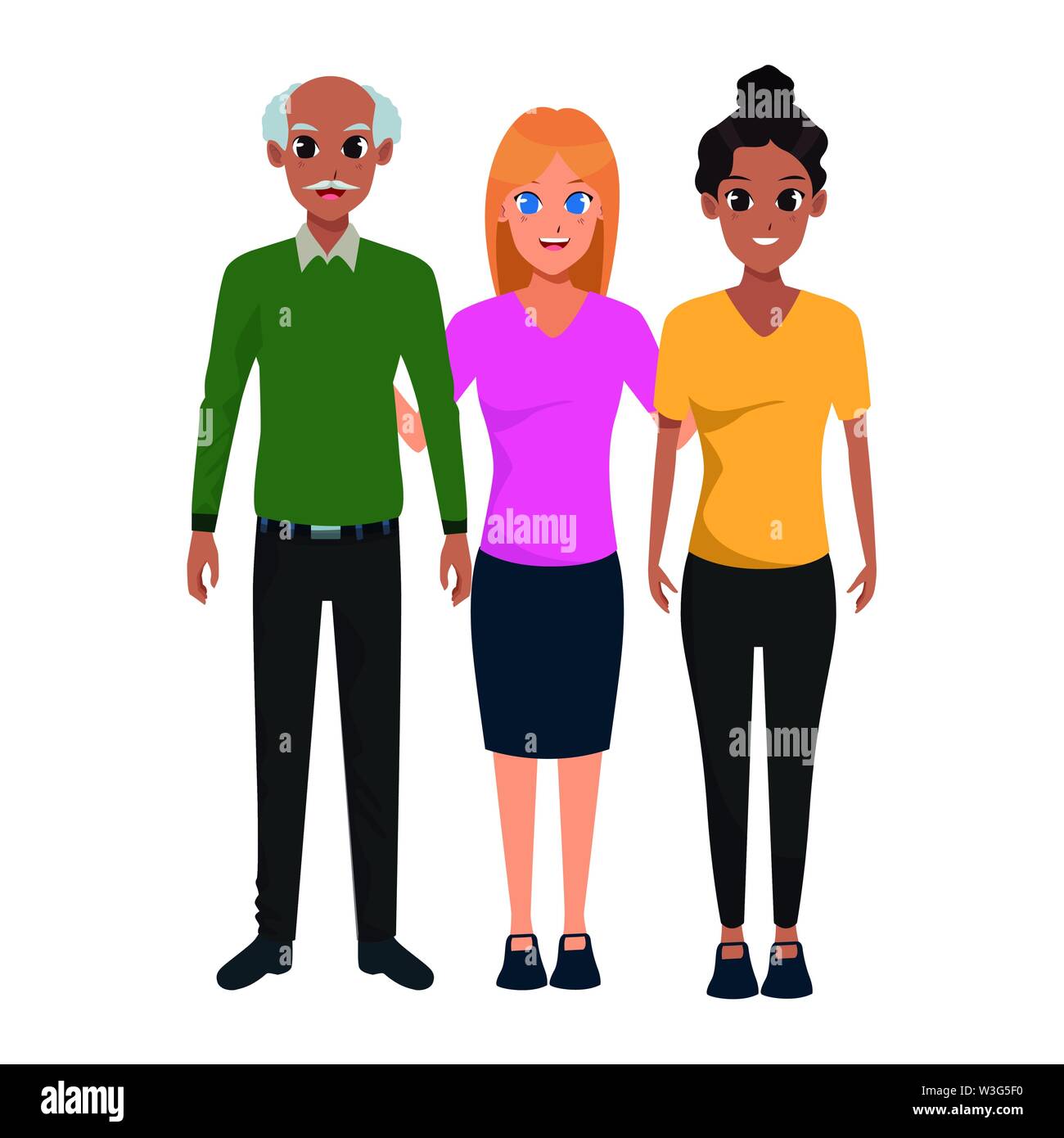 Family old father with adult daughters Stock Vector Image & Art - Alamy