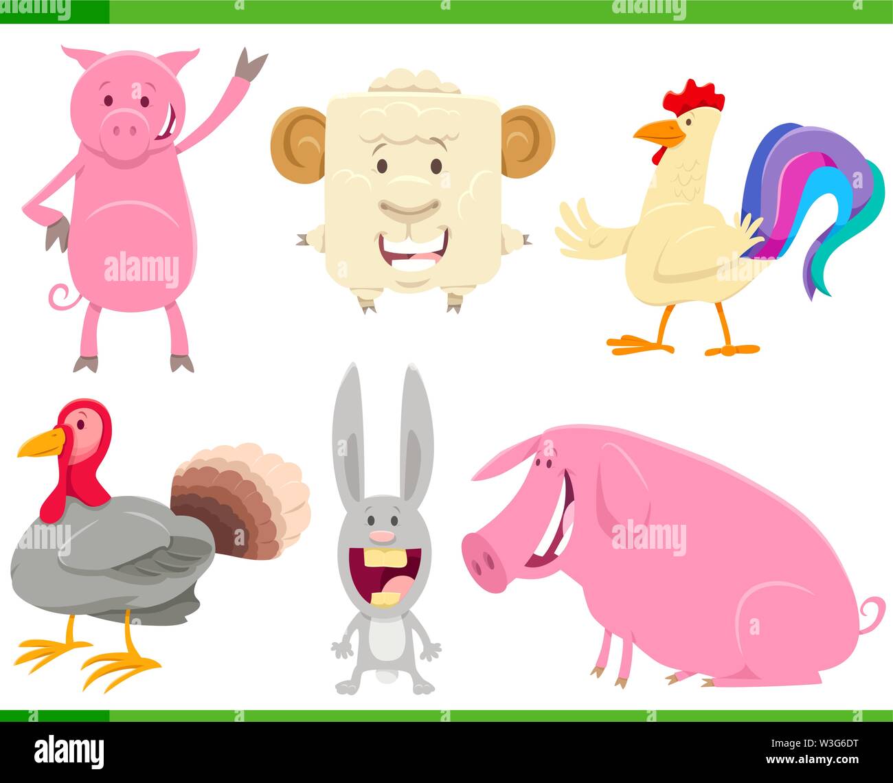 Cartoon Illustration of Funny Farm Animal Comics Characters Set Stock ...