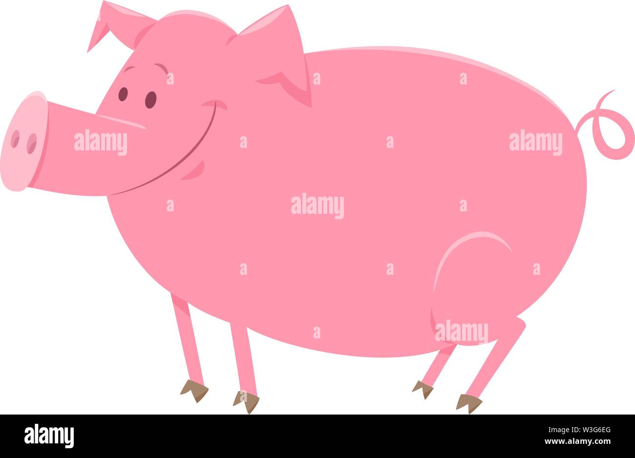 Cartoon Illustration of Cute Happy Pig or Piglet Farm Animal Character ...