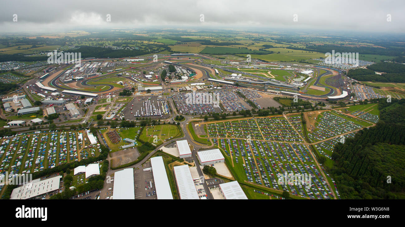 An aerial view of Silverstone Circuit on F1 race day 2019 from a ...