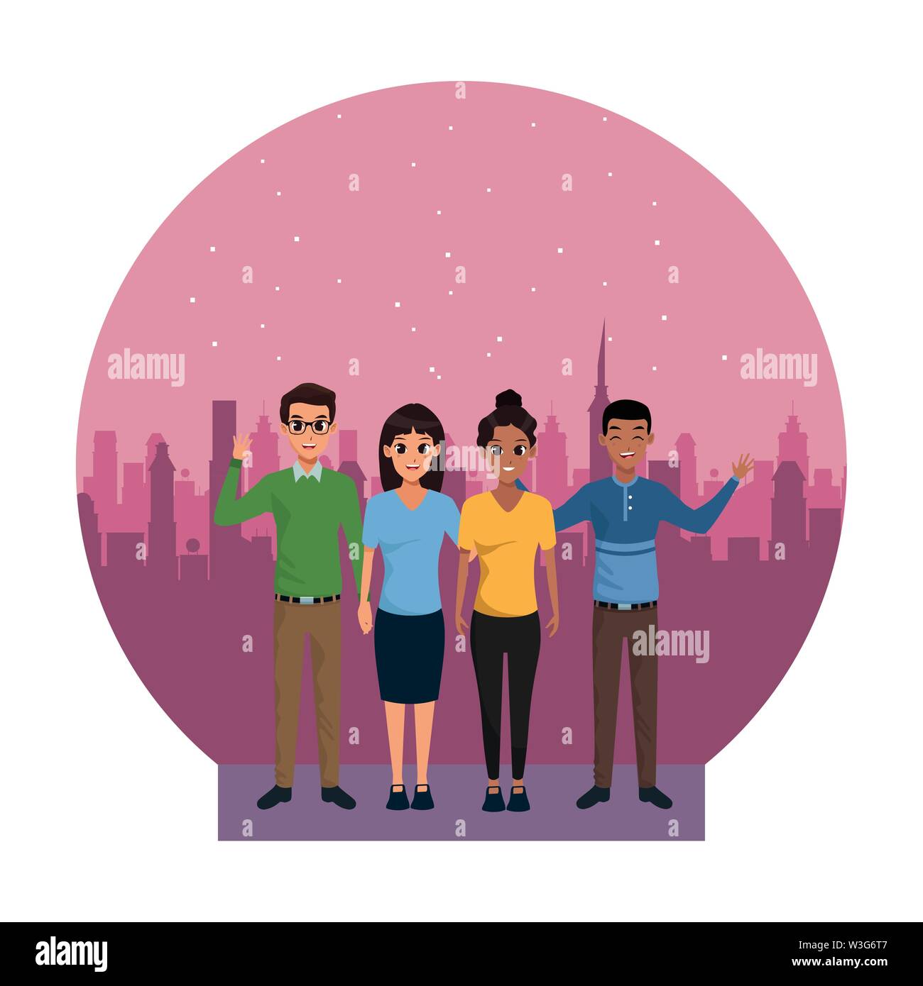 Two young couples smiling cartoons Stock Vector Image & Art - Alamy