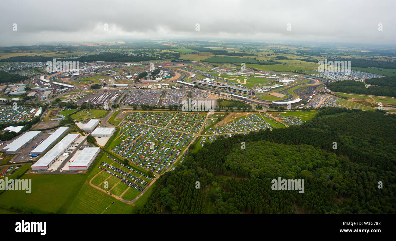 An aerial view of the car park on Dadford Road, Silverstone Circuit on ...