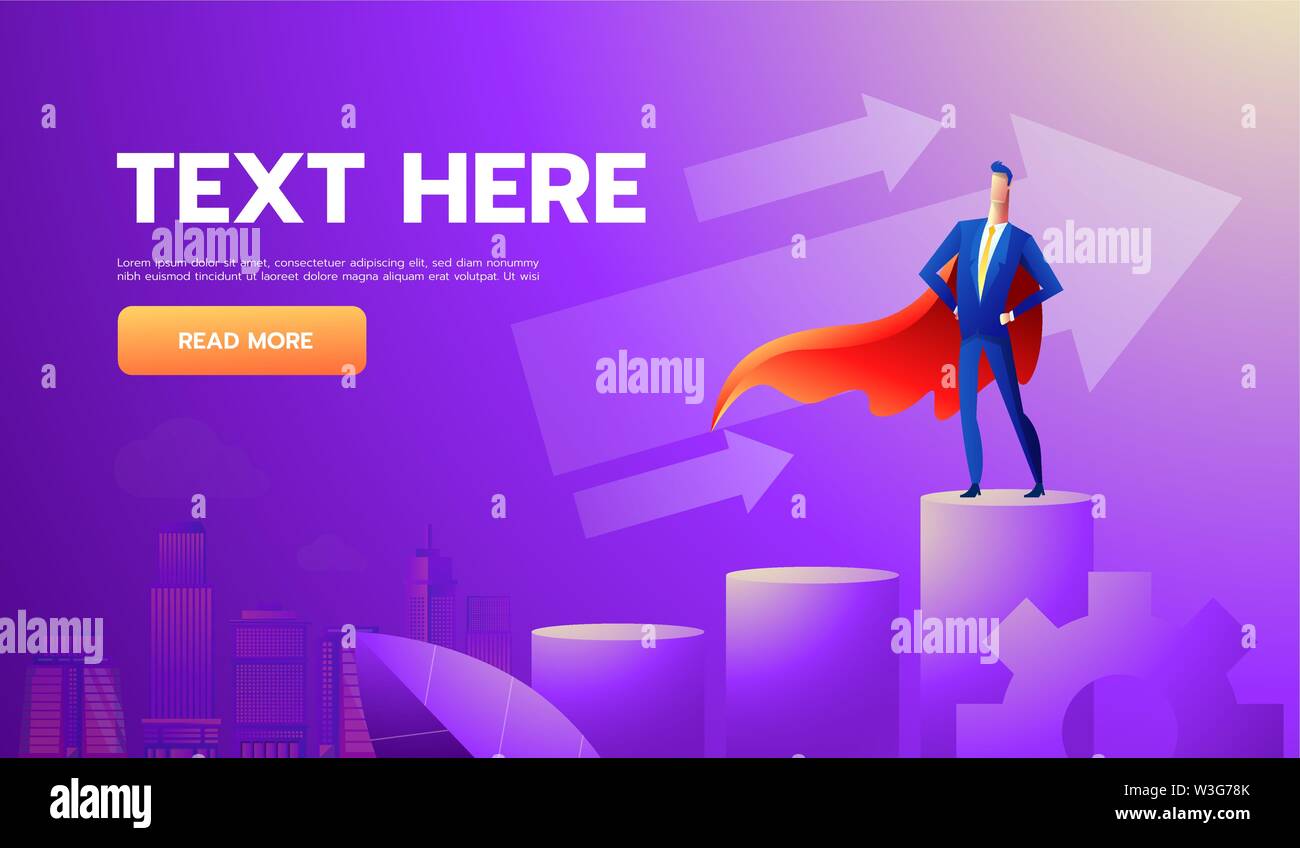 Super businessman or manager standing on the top of the graph. Superman ...