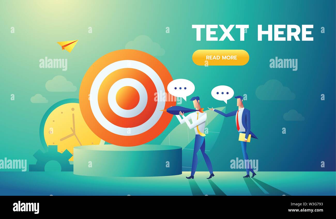 Business Teamwork Concept with Flat People Characters and Target. Goal ...