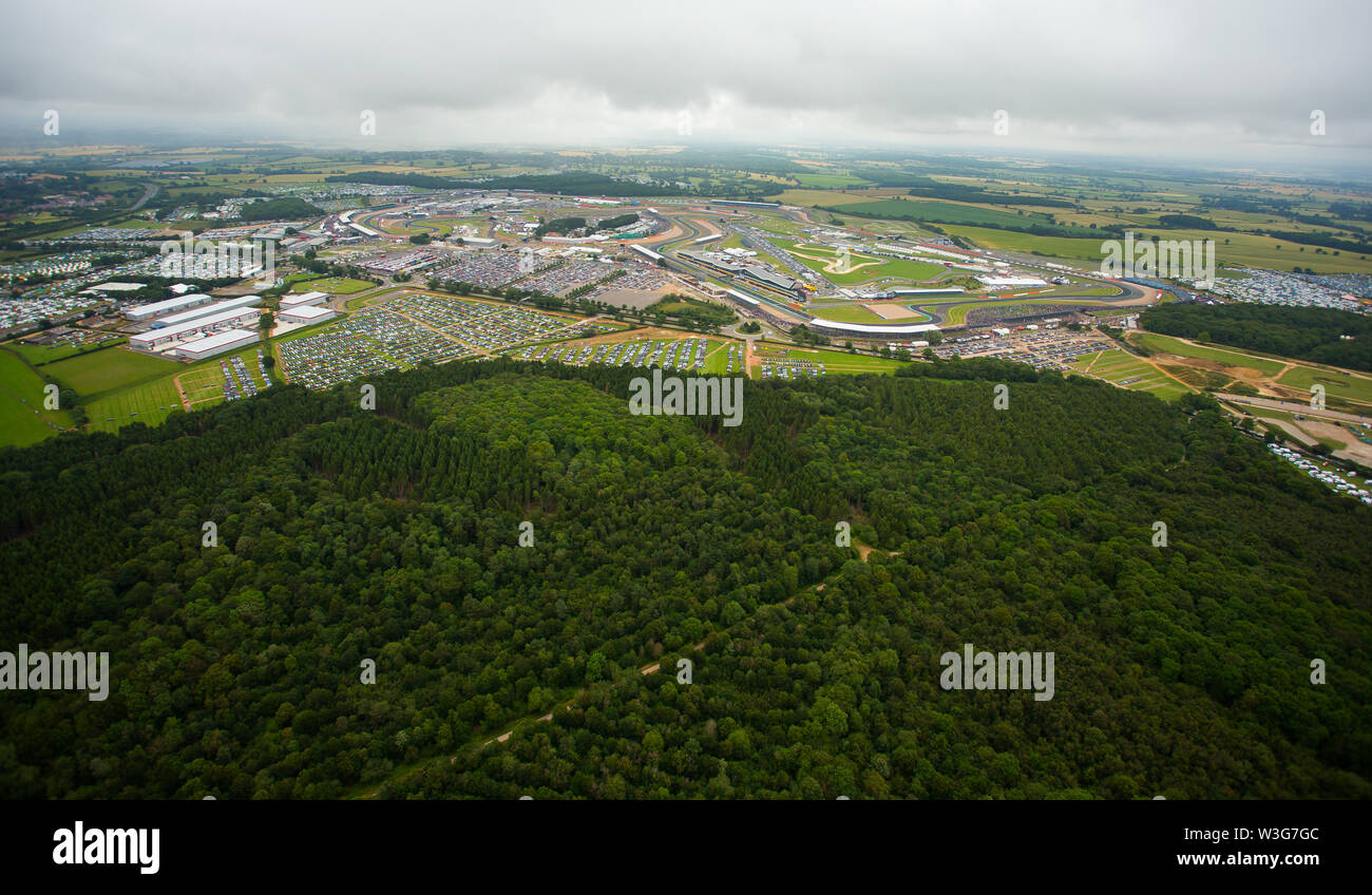 An aerial view of Silverstone Circuit on F1 race day 2019 from a ...
