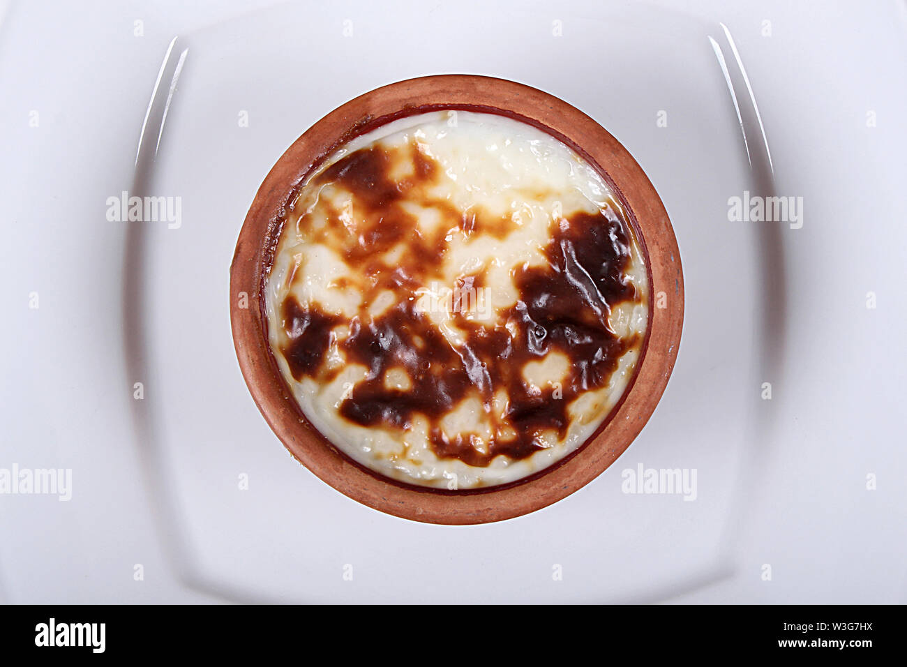 the Delicious Turkish cuisine sutlac from the high angle Stock Photo ...
