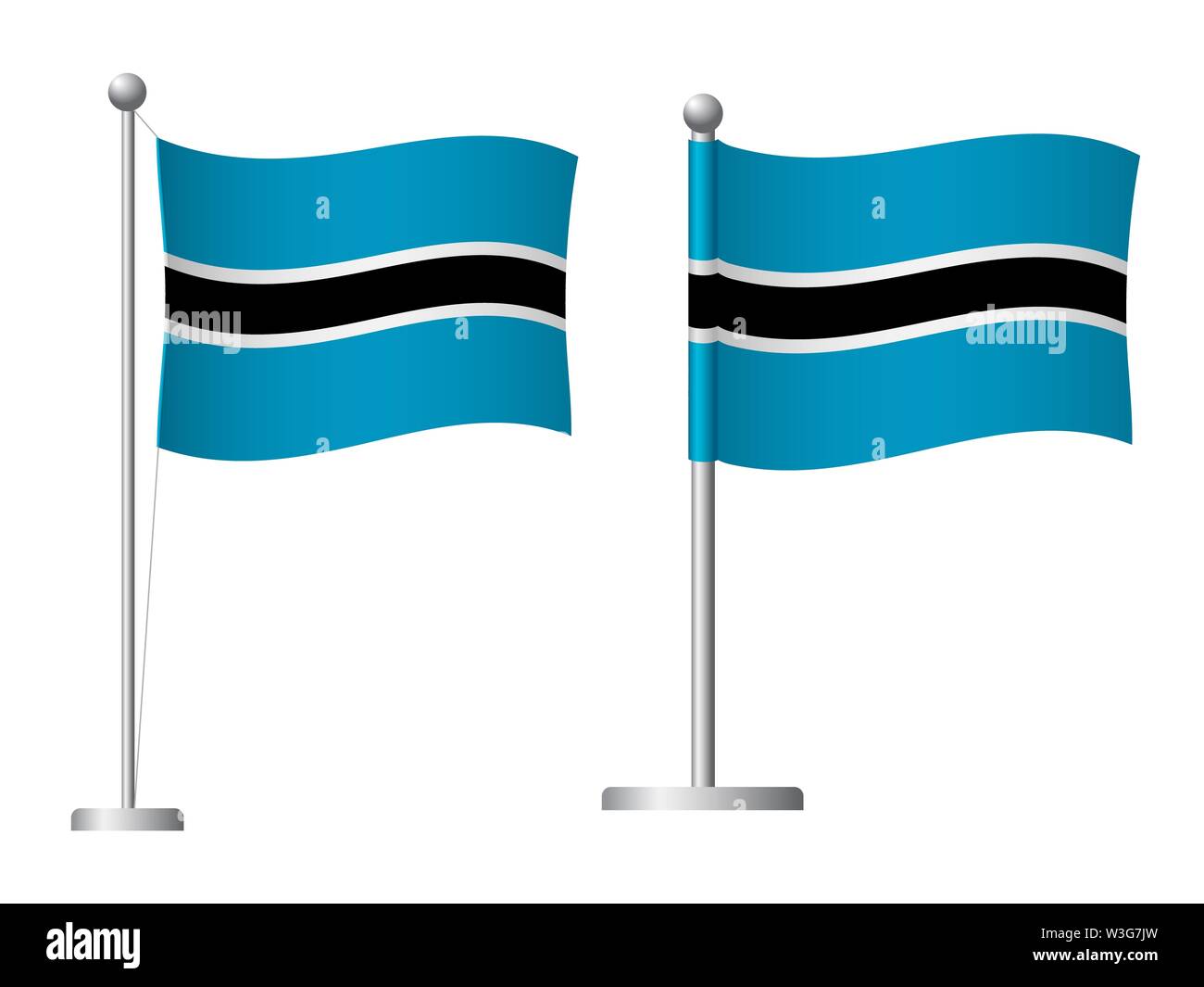 Botswana flag on pole. Metal flagpole. National flag of Botswana ...