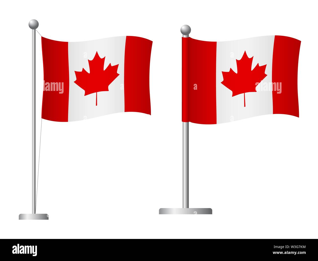 Canada flag on pole. Metal flagpole. National flag of Canada ...