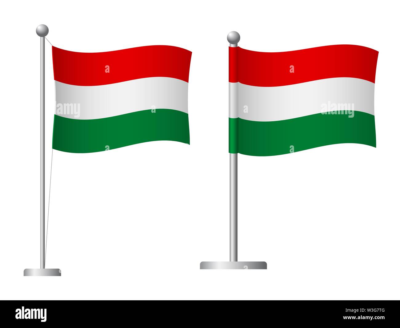 Hungary flag on pole. Metal flagpole. National flag of Hungary ...