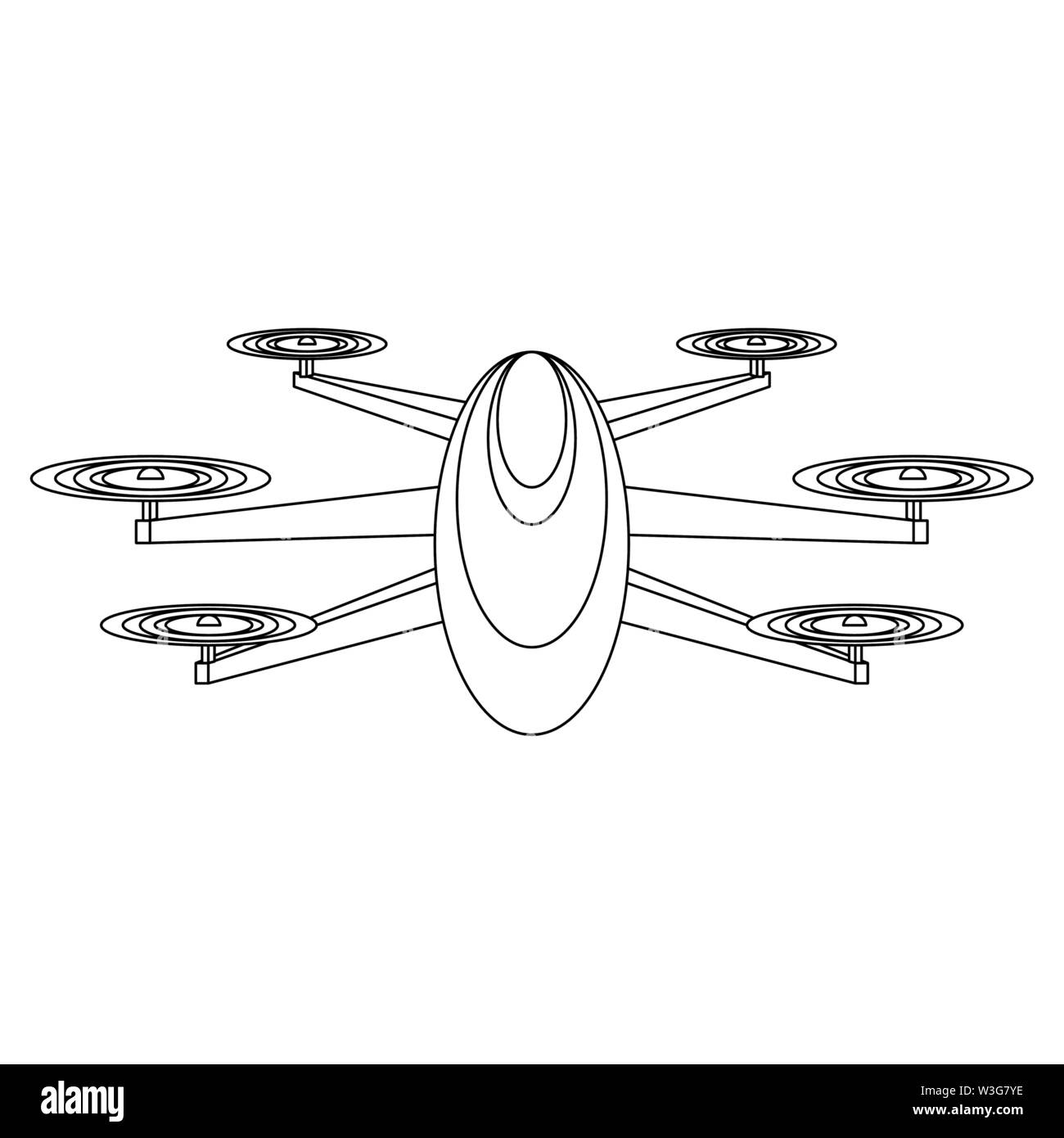 air drone remote control cartoon in black and white Stock Vector Image ...